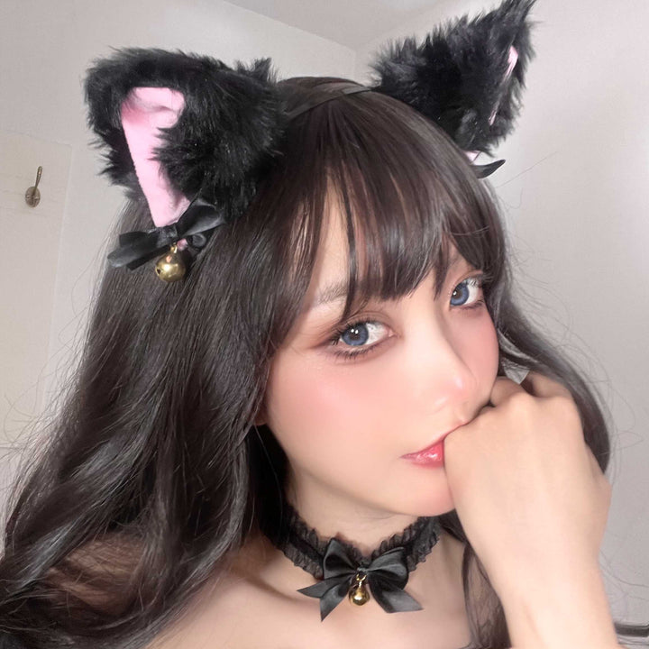 P-140 Plush cat ear bell hairband – lovingocean